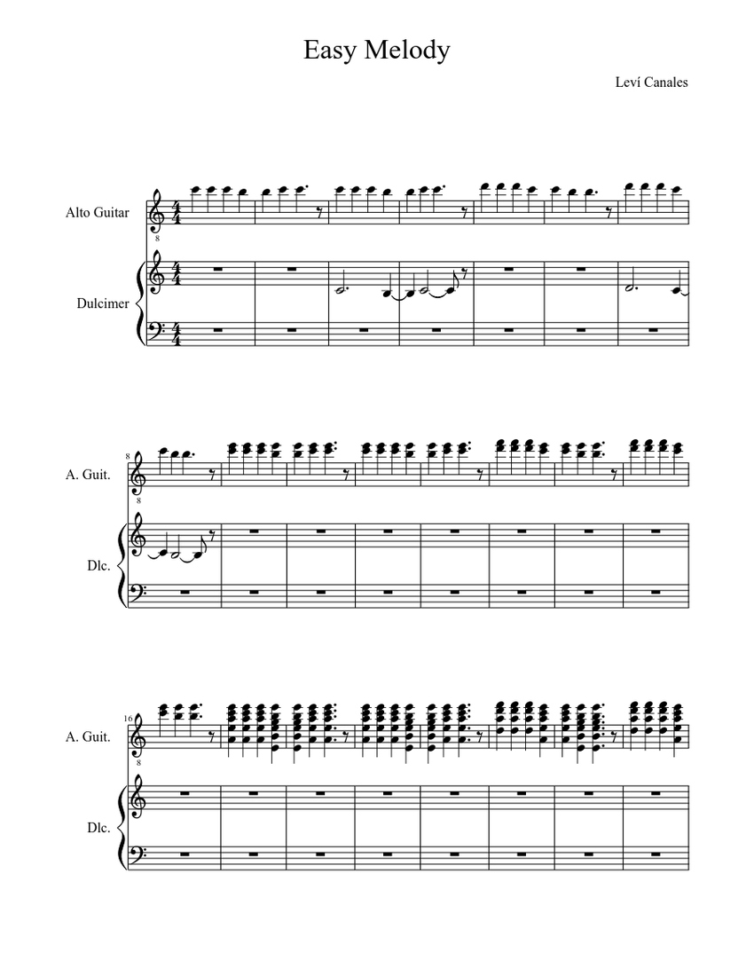 Easy Melody Sheet music for Guitar, Percussion Pitched (Other) (Mixed ...