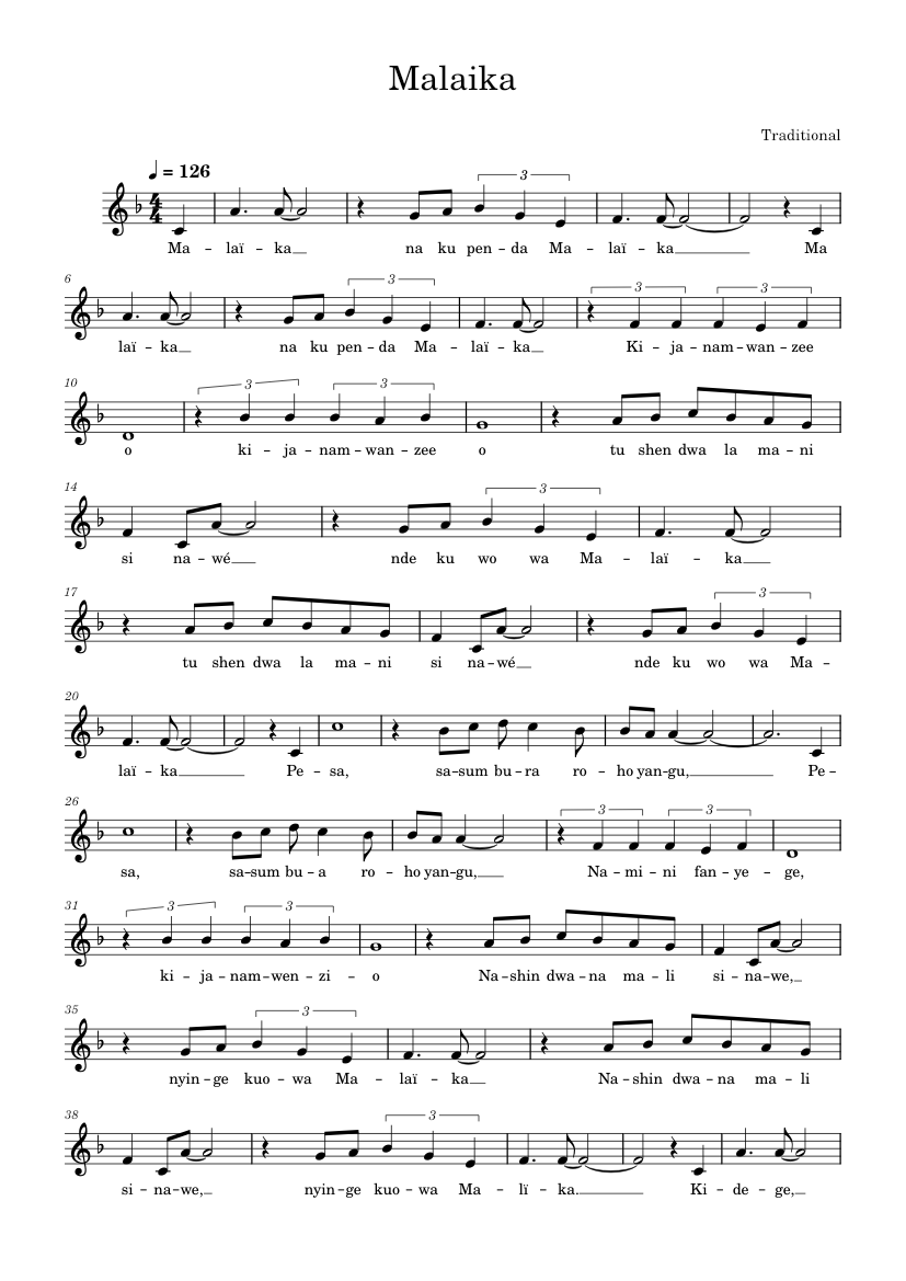 Malaika Sheet music for Piano (Solo) Easy | Musescore.com