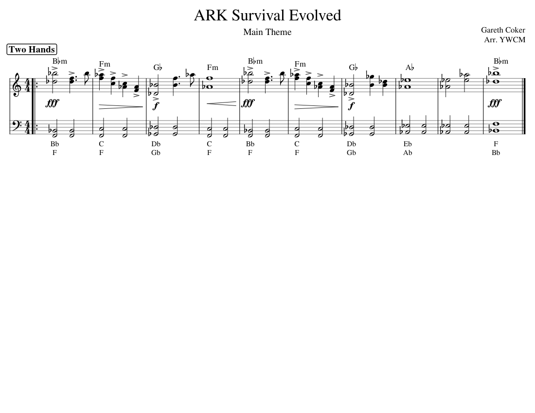 ARK Survival Evolved Piano YWCM Adrian Sheet music for Piano (Piano Duo ...
