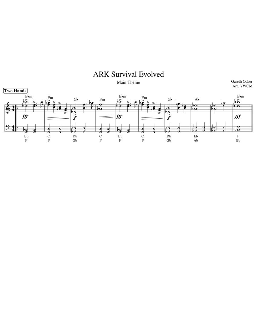 ARK Survival Evolved Piano YWCM Adrian Sheet music for Piano (Piano Duo ...