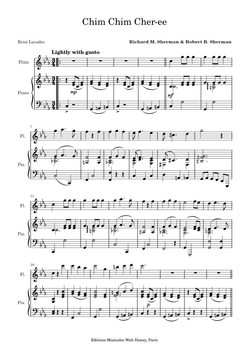 Chim Chim Cher-ee Sheet music for Piano, Flute (Solo) | Musescore.com