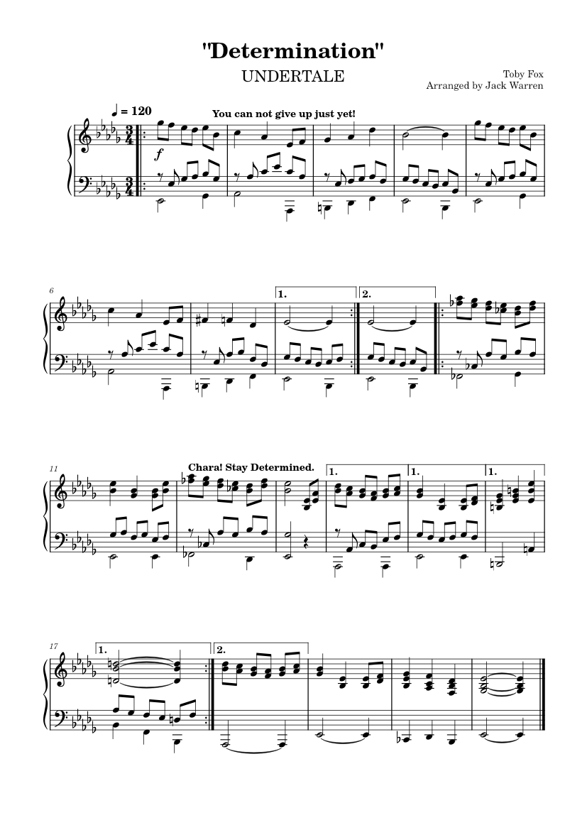 Determination – Toby Fox - Undertale Sheet music for Piano (Solo) Easy ...