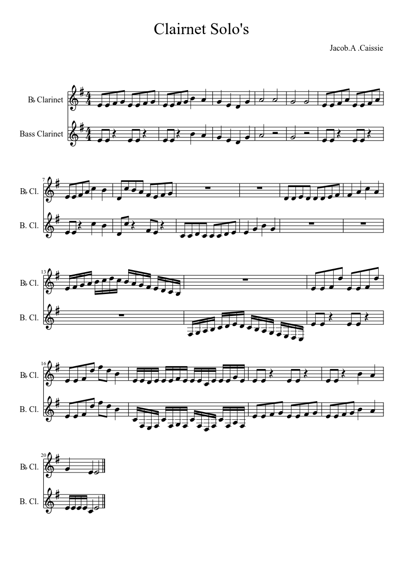 Clarinet Solo's Sheet music for Clarinet other (Solo) | Musescore.com