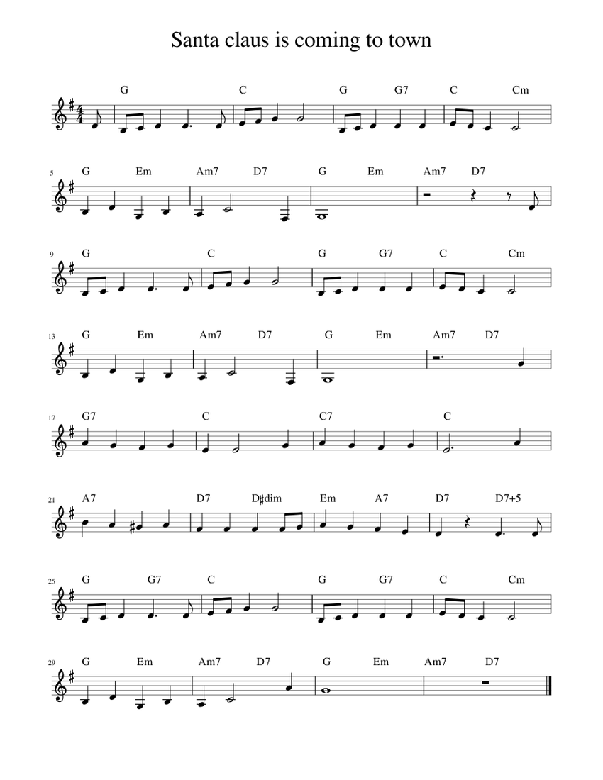 Santa claus is coming to town Sheet music for Piano (Solo) Easy | Musescore.com