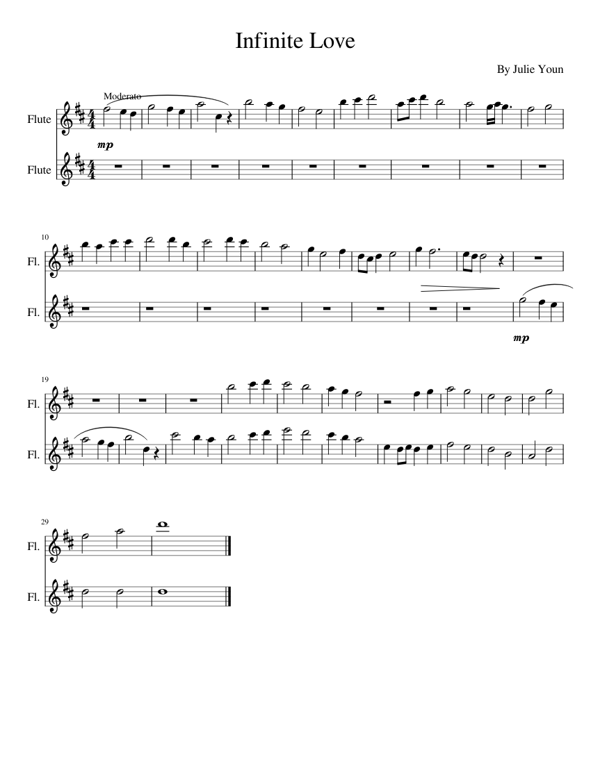 Infinite Love Sheet music for Flute (Woodwind Duet) | Musescore.com