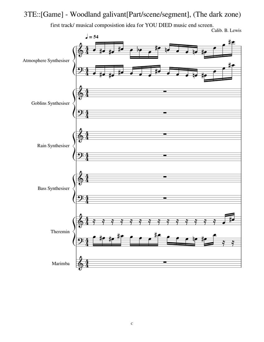 The Dark Zone. Sheet music for Bass guitar, Marimba, Synthesizer (Mixed ...