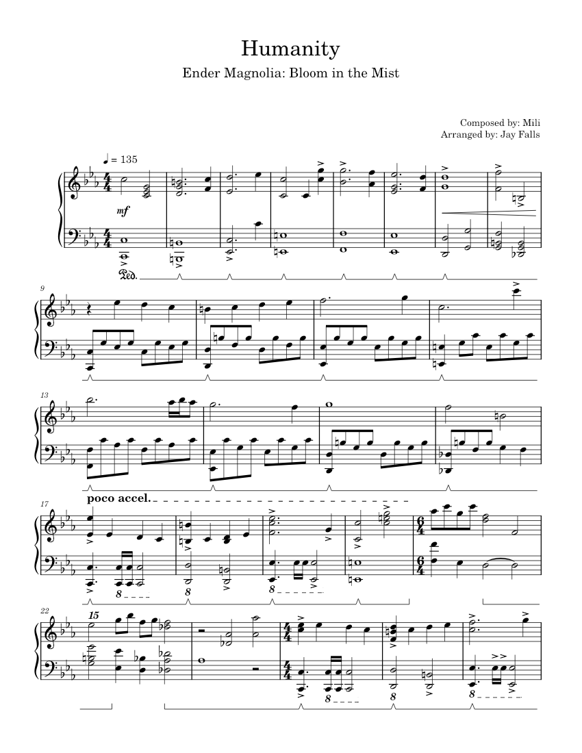 ENDER MAGNOLIA - Humanity Sheet music for Piano (Solo) | Musescore.com