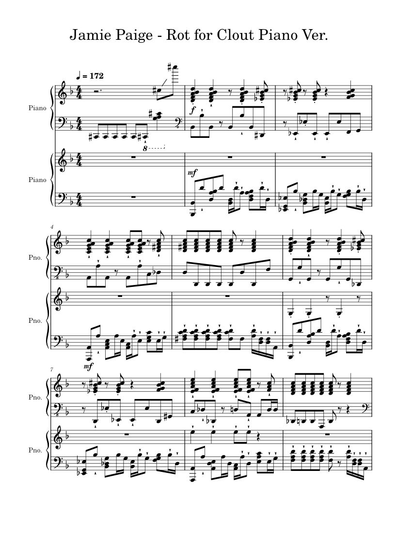 Jamie Paige - Rot for Clout Piano Ver. – Yanny the Laurel Sheet Music ...