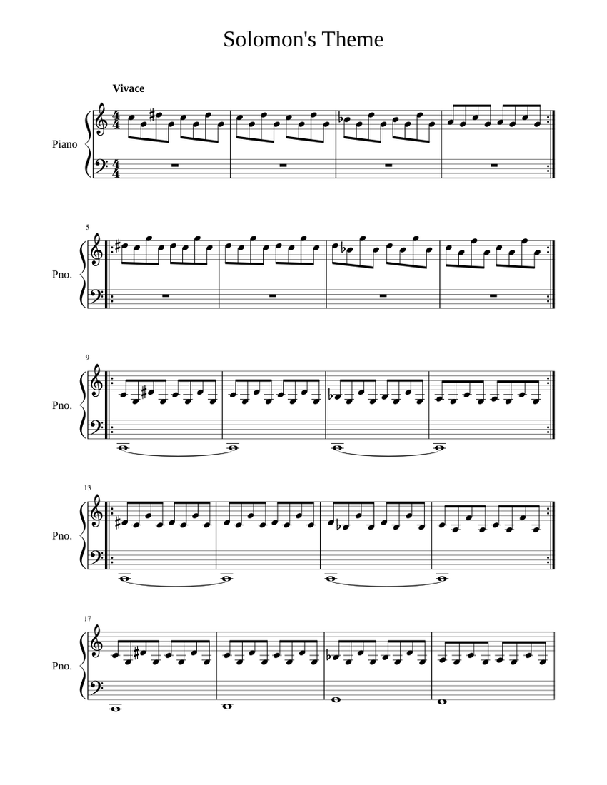 Solomon's Theme Sheet music for Piano (Solo) | Musescore.com