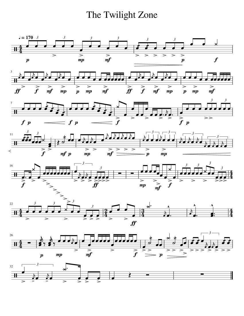 The Twilight Zone Sheet music for Tenor drum (Solo) | Musescore.com