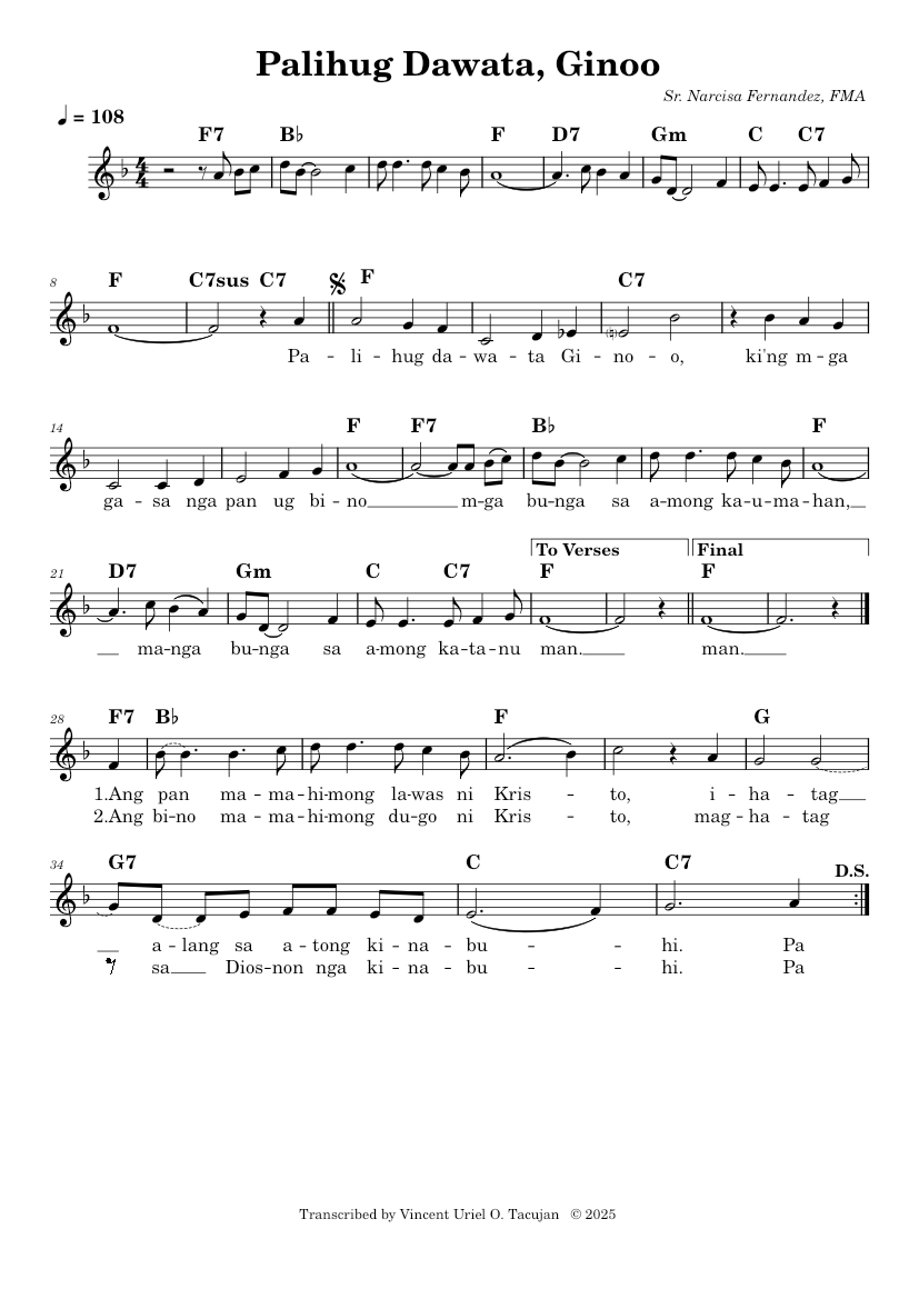 Palihug Dawata, Ginoo – Nars Fernandez Sheet Music with Chords for ...