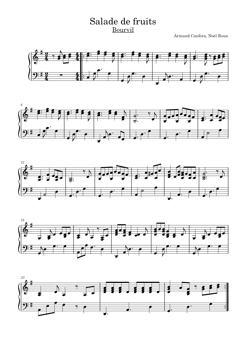 Salade de fruits Sheet Music for Piano (Solo) Easy | MuseScore.com