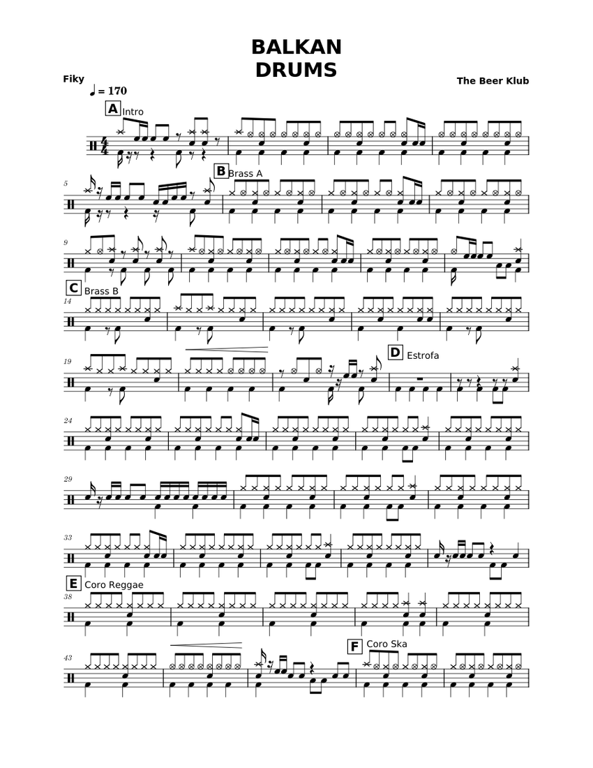 BALKAN DRUMS Sheet music for Drum group (Solo) | Musescore.com