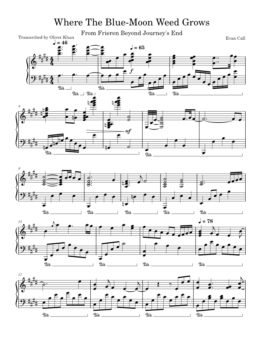 Where The Blue-Moon Weed Grows - Frieren Beyond Journey's End Sheet ...