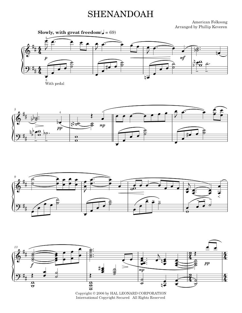 shenandoah Sheet music for Piano by Misc Traditional Official | MuseScore.com