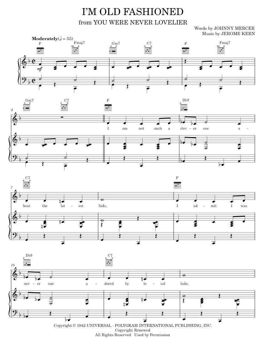 I'm Old Fashioned Sheet music for Piano, Vocals by Fred Astaire: Music ...