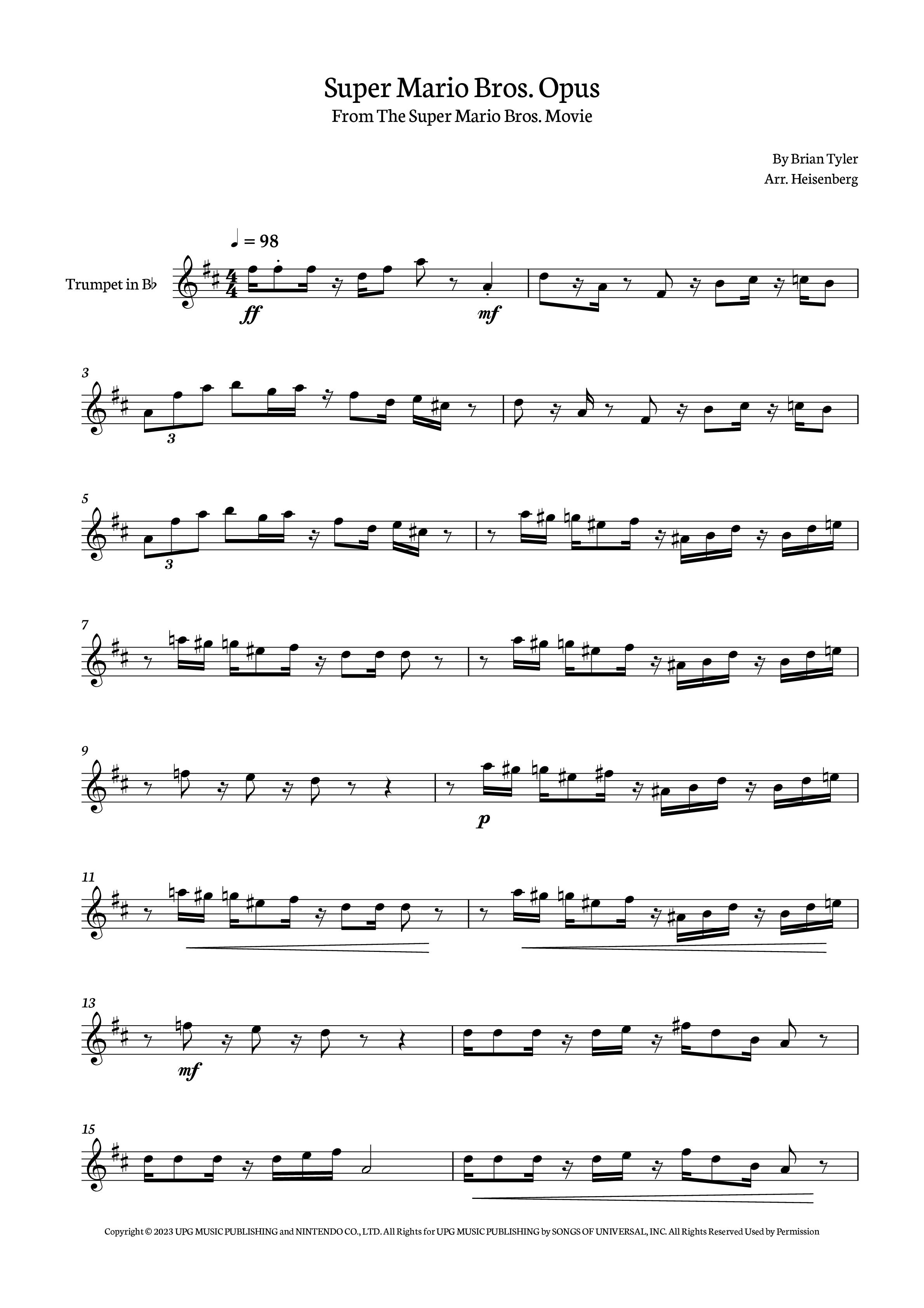 Play Official version of Super Mario Bros. Opus Sheet Music by Brian ...