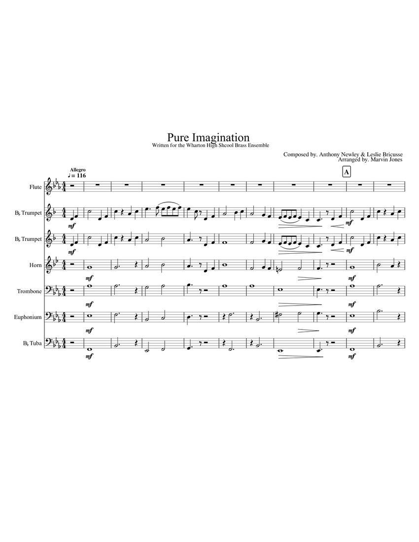 Pure Imagination Sheet music for Trombone, Flute, Euphonium (Mixed Trio ...