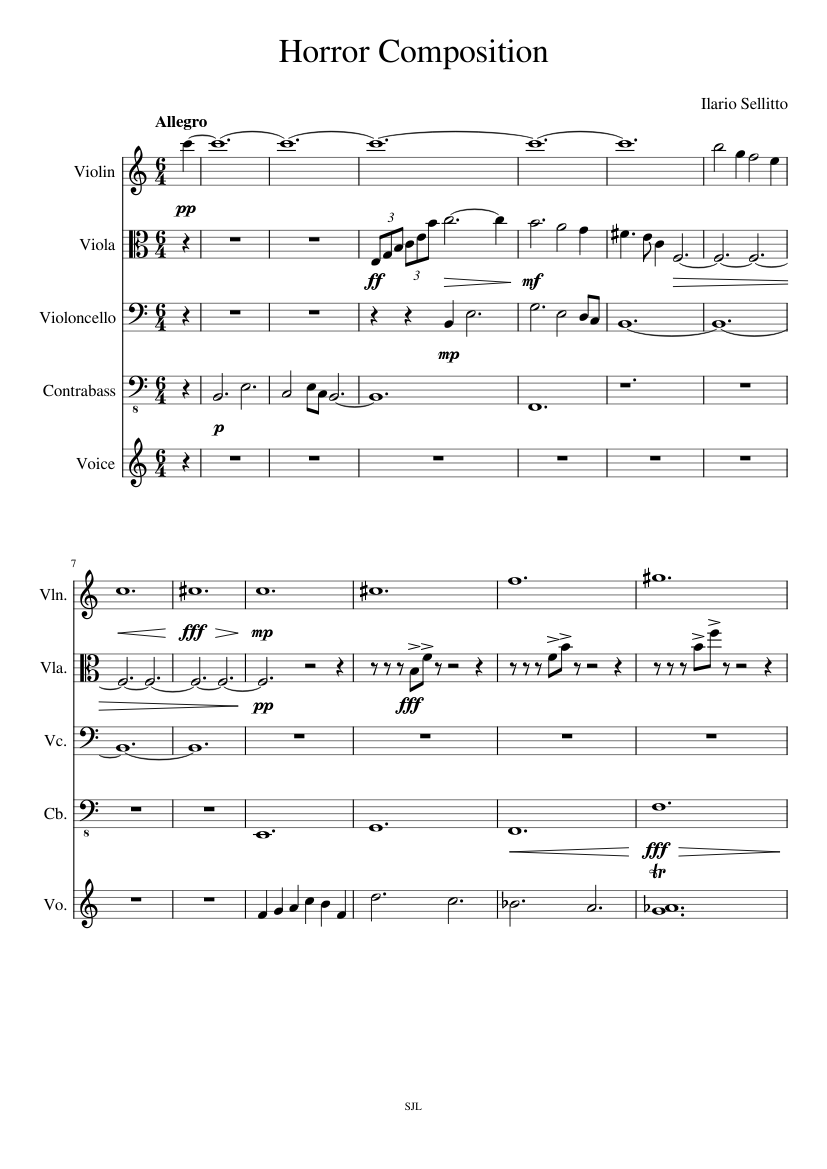 Horror ambient music ¯\_(ツ)_/¯ Sheet Music for Vocals, Contrabass ...