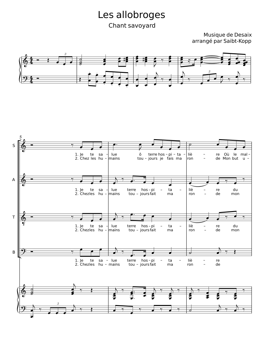 Les allobroges – Desaix Sheet music for Piano, Synthesizer (Mixed ...