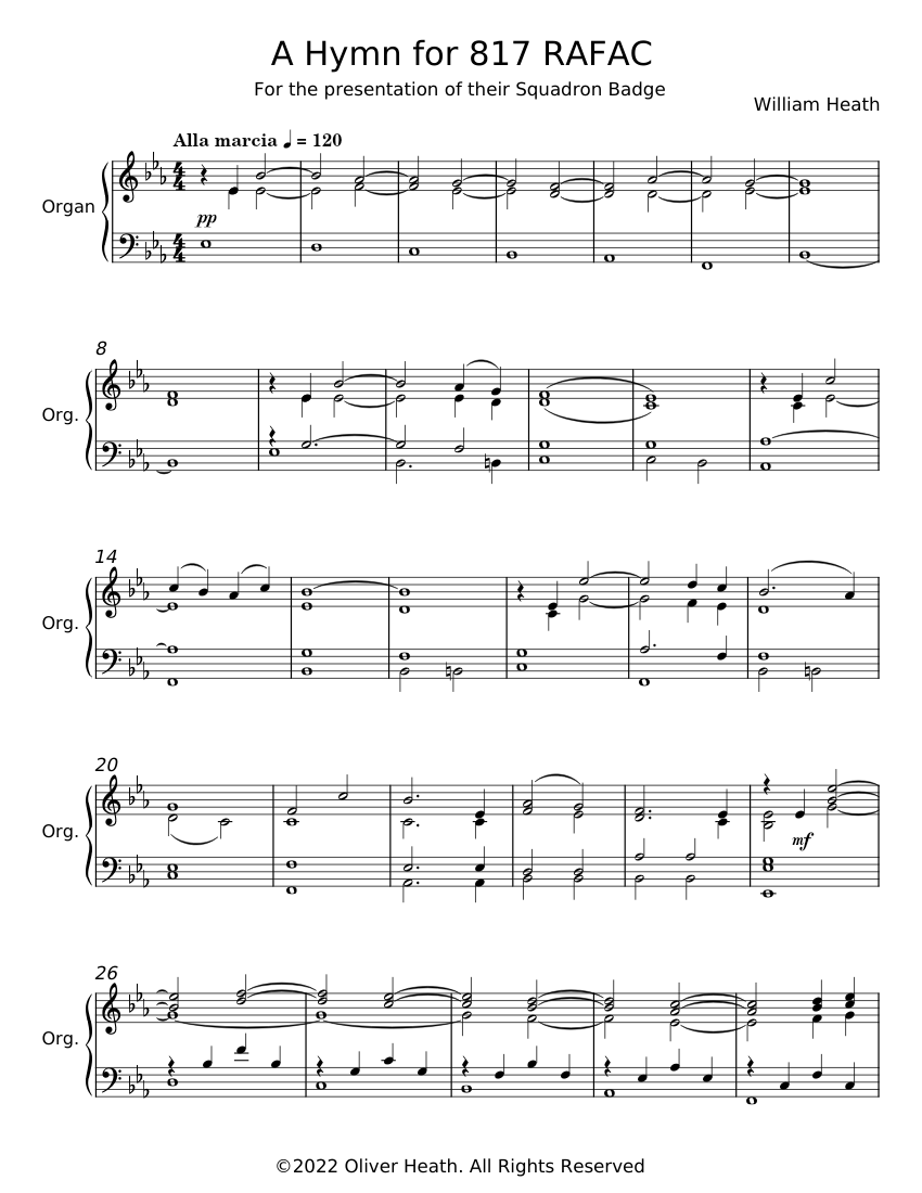 A Hymn for 817 RAFAC - William Heath Sheet music for Organ (Mixed Duet ...