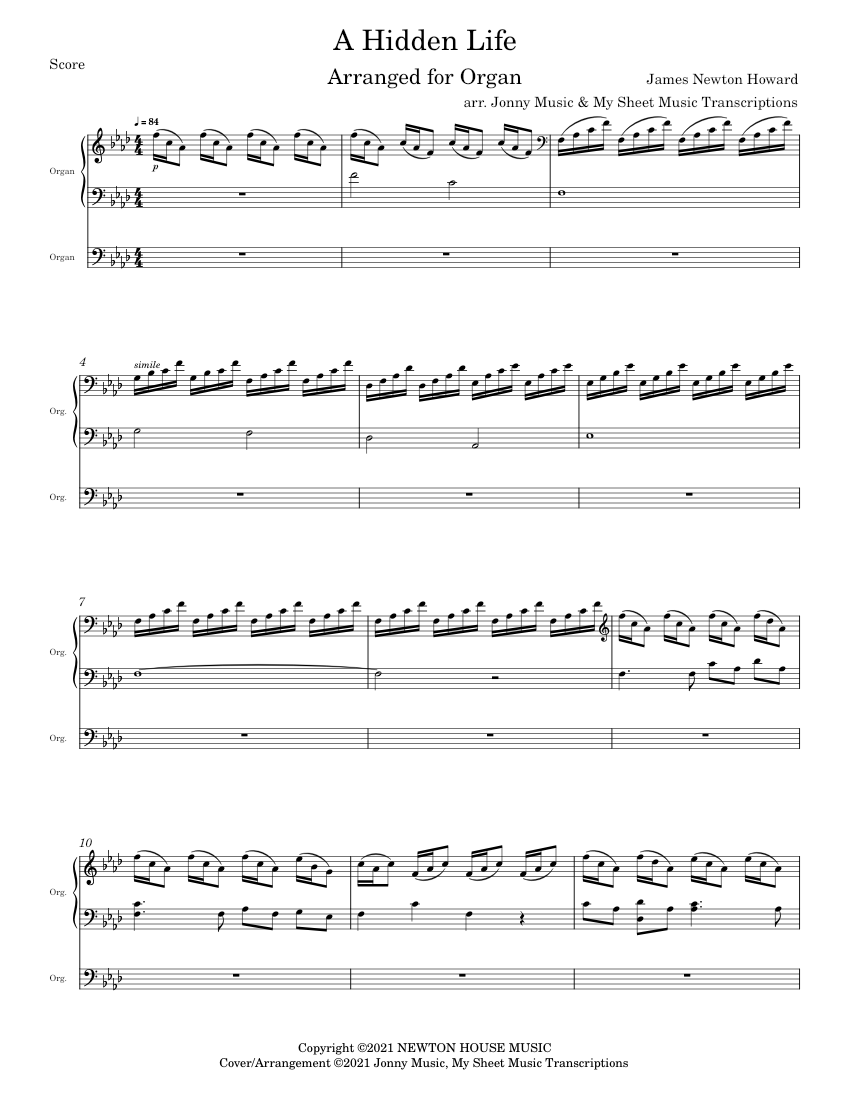A Hidden Life (J.N. Howard) Organ Cover Sheet music for Organ (Solo ...