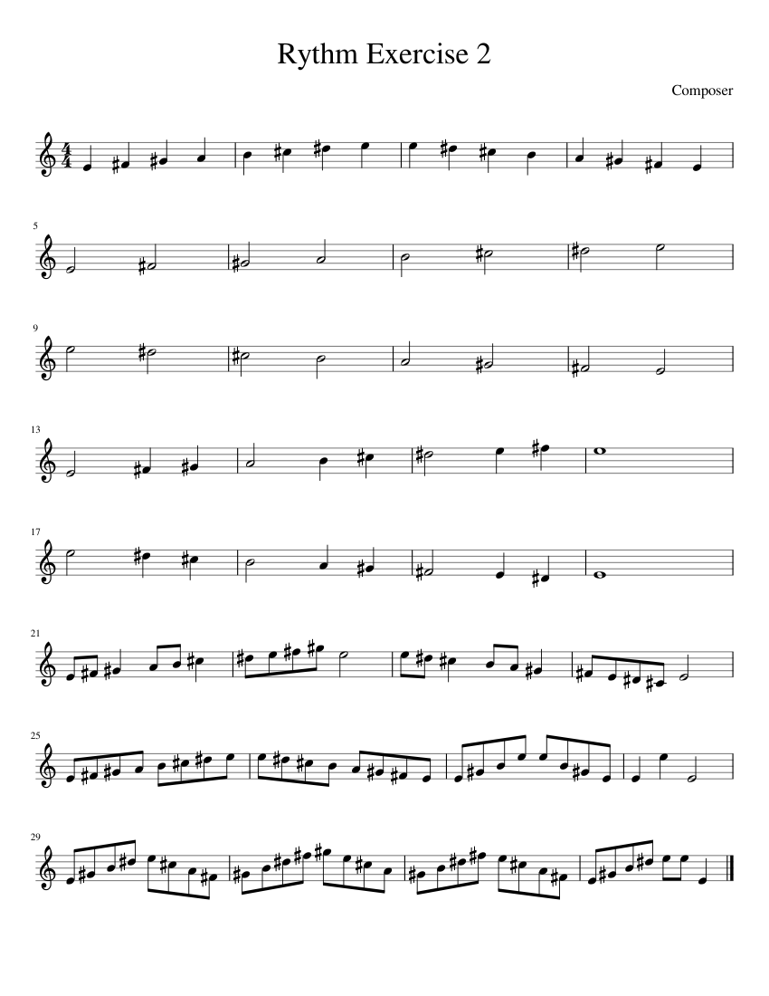 Rythm Exercise 2 Sheet music for Piano (Solo) Easy | Musescore.com