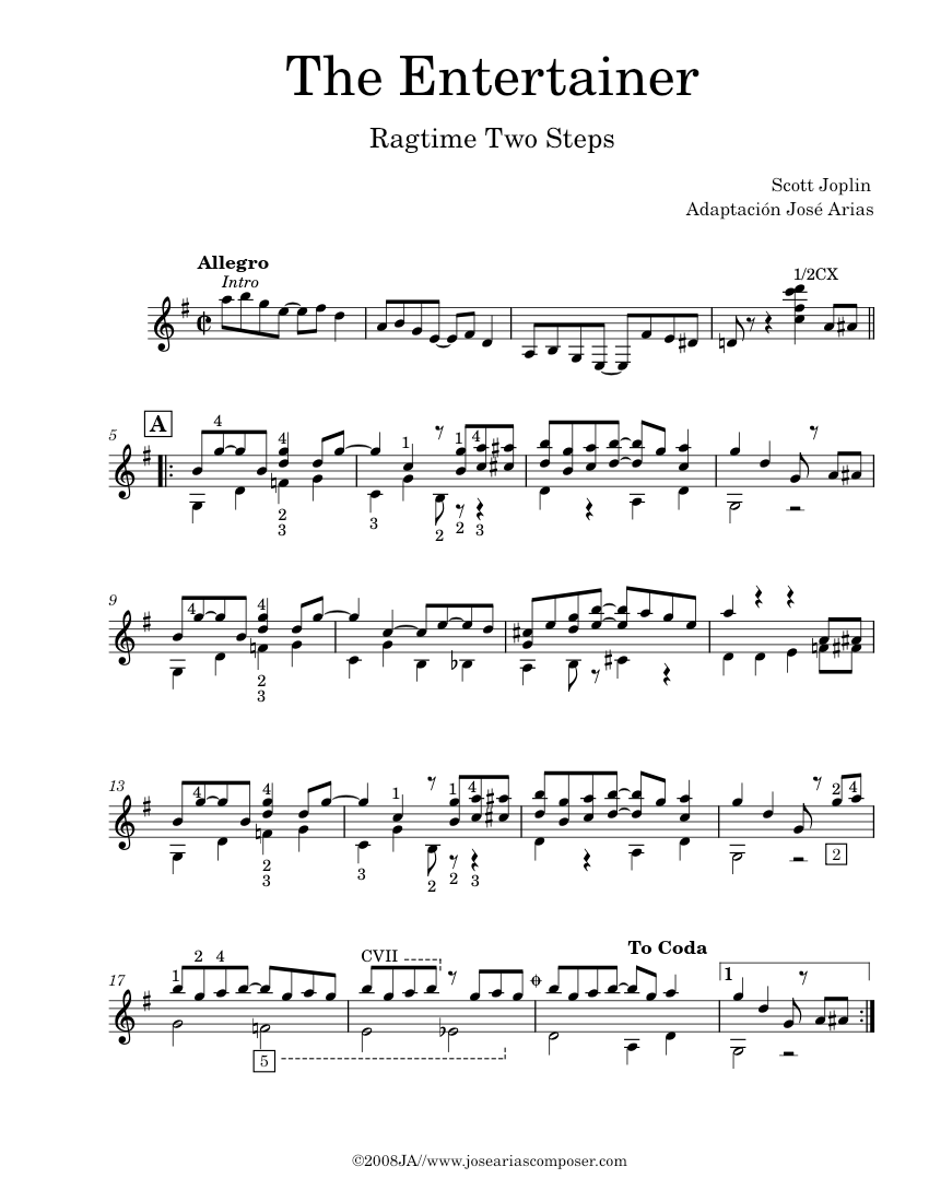 The Entertainer – Scott Joplin Sheet music for Piano (Solo) | Musescore.com