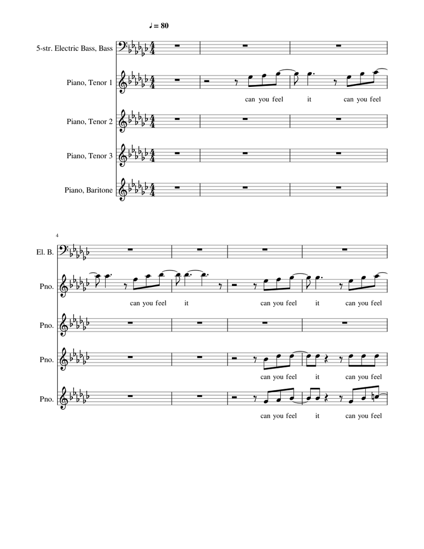 Feeling Good midi Sheet music for Piano, Bass guitar (Mixed Quintet ...