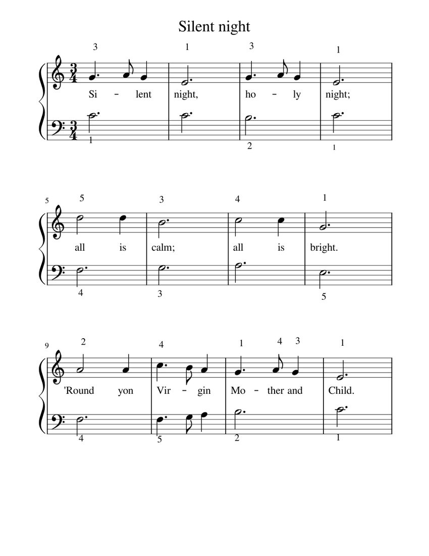 Silent night words Sheet music for Piano (Solo) | Musescore.com