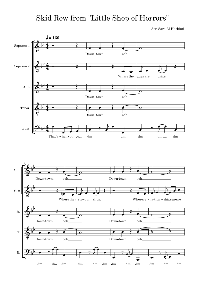 Skid Row from "Little Shop of Horrors" Sheet Music for Soprano, Alto ...