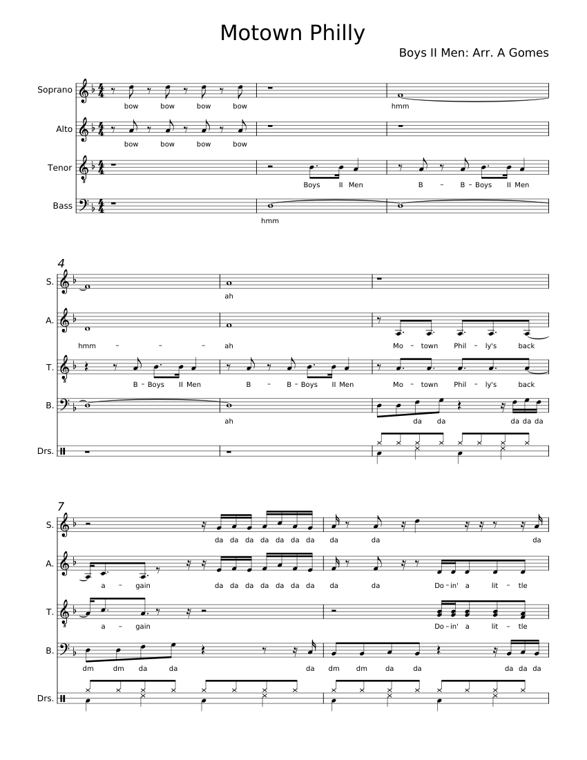 Motown philly - Boyz II Men Sheet music for Vocals, Drum group (Mixed ...