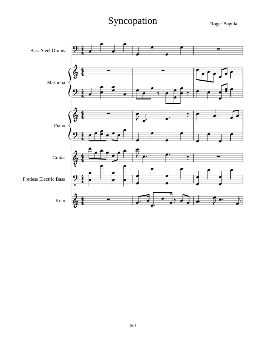 syncopation Sheet music for Piano, Guitar (Mixed Duet) | Musescore.com