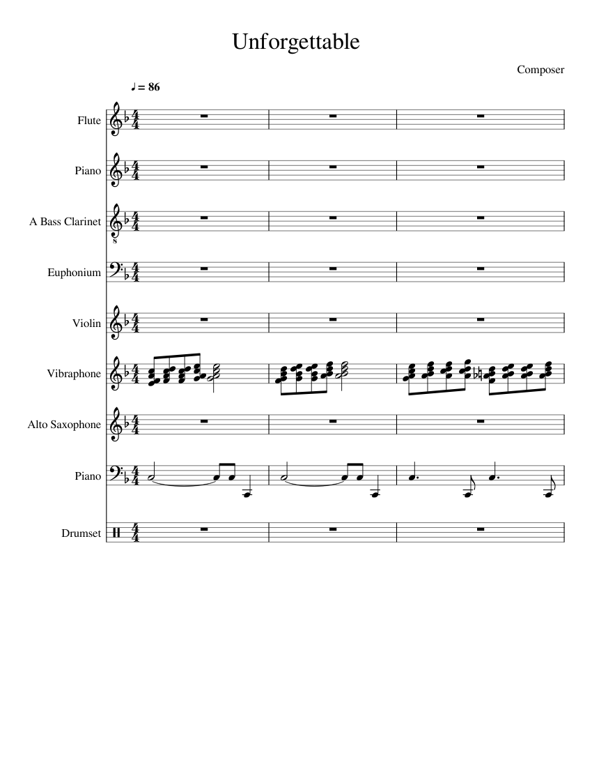 Unforgettable Sheet music for Piano, Euphonium, Flute, Clarinet bass ...