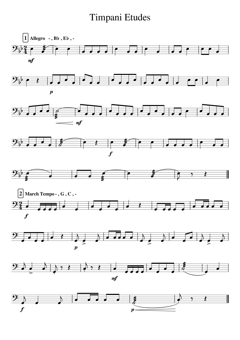 Timpani Etudes Sheet Music for Timpani (Solo) | MuseScore.com