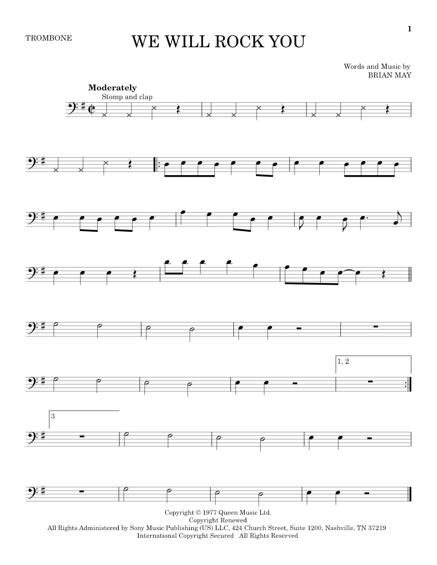 Play Official version of We will rock you Sheet Music by Queen for ...