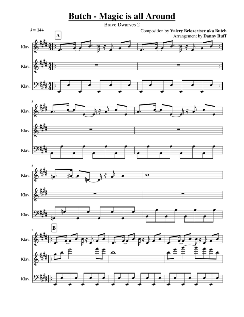 Butch - Magic is all Around Sheet music for Piano (Mixed Trio ...