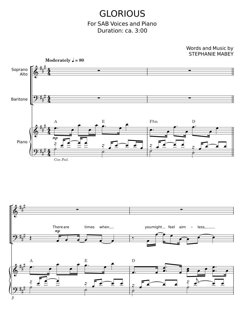 Glorious - Stephanie Mabey Sheet Music with Chords for Piano ...