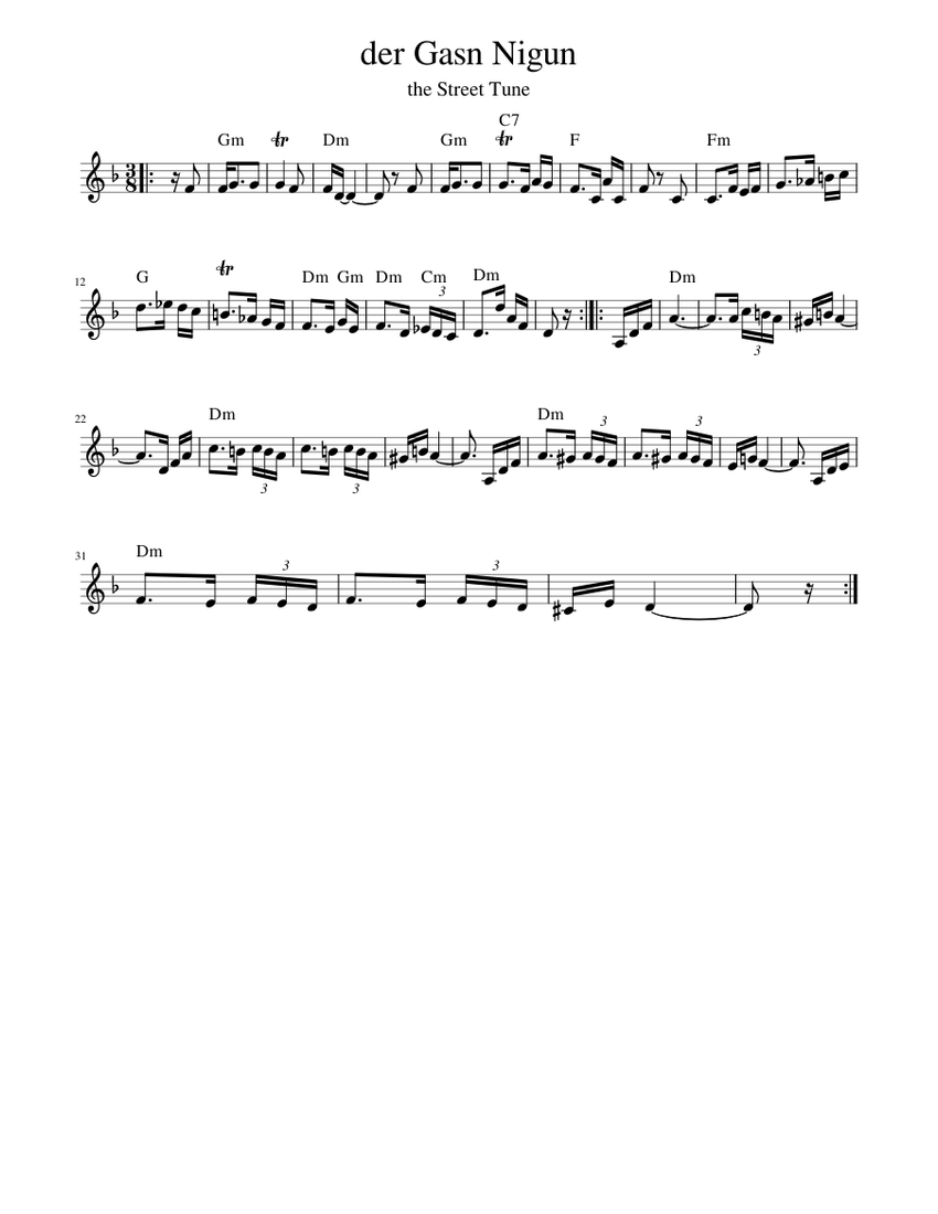 der Gasn Nigun Sheet music for Piano (Solo) | Musescore.com