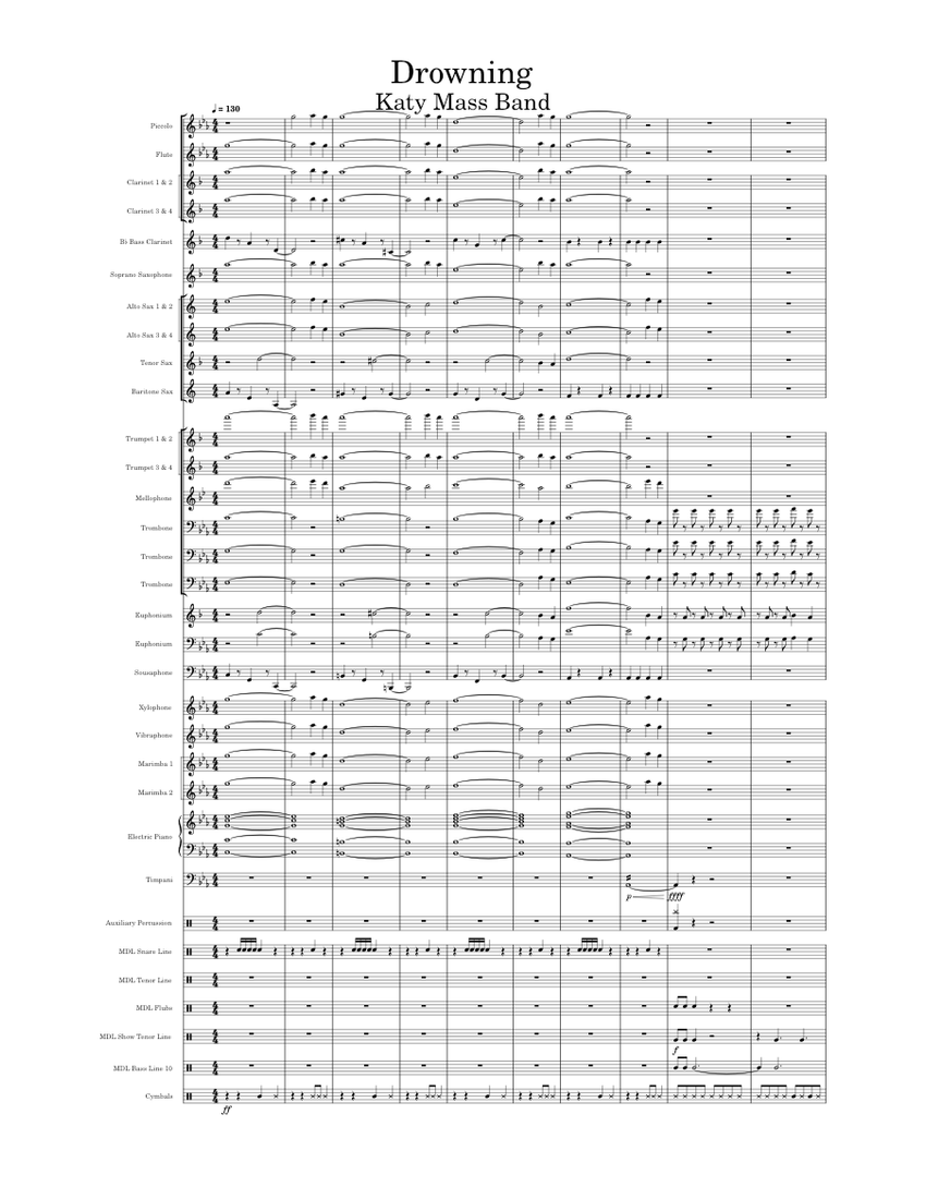 Drowning Sheet music for Piano, Trombone, Euphonium, Flute piccolo & more instruments (Mixed ...