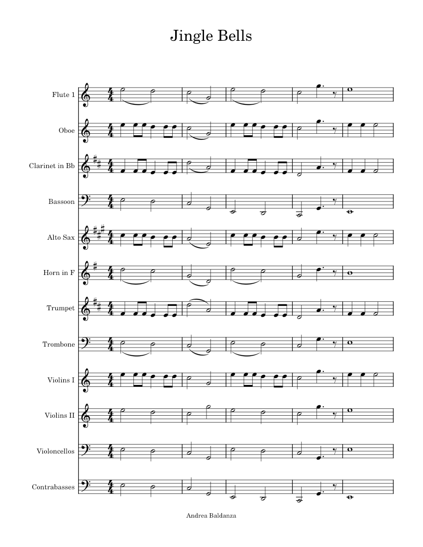 Jingle Bells For Beginner Orchestra- Josh Andres Sheet Music for ...
