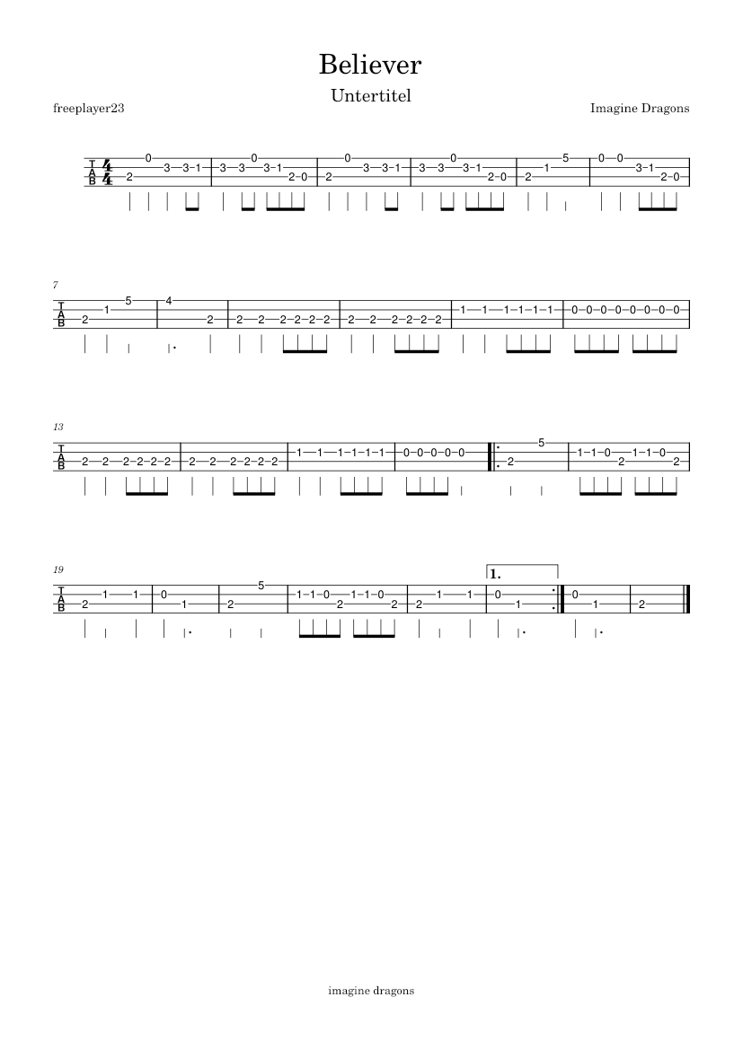 Believer – Imagine Dragons Believer Sheet music for Guitar (Solo ...