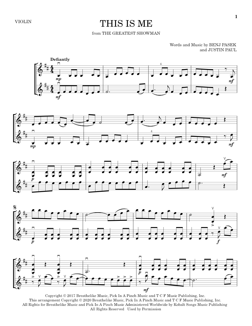 Play Official version of This Is Me Sheet Music by Benj Pasek and ...