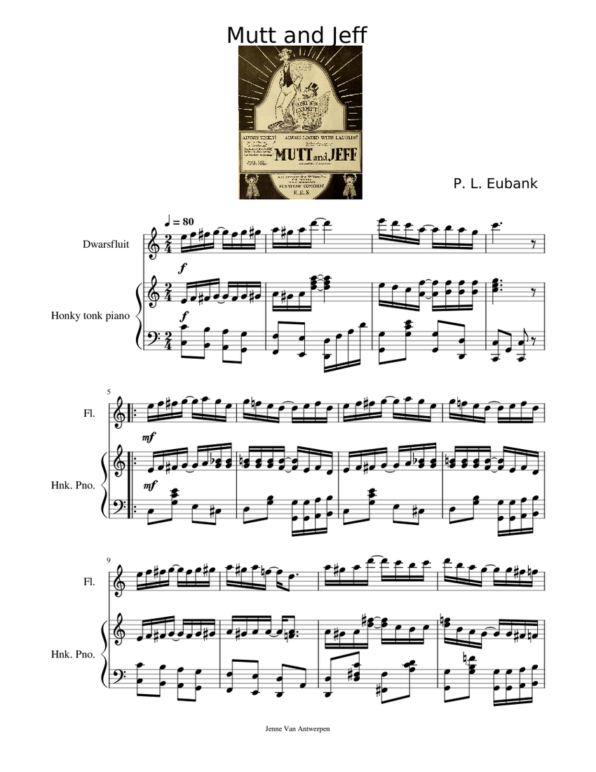 Mutt and Jeff Rag – P. L. Eubank Sheet music for Piano, Flute (Solo ...