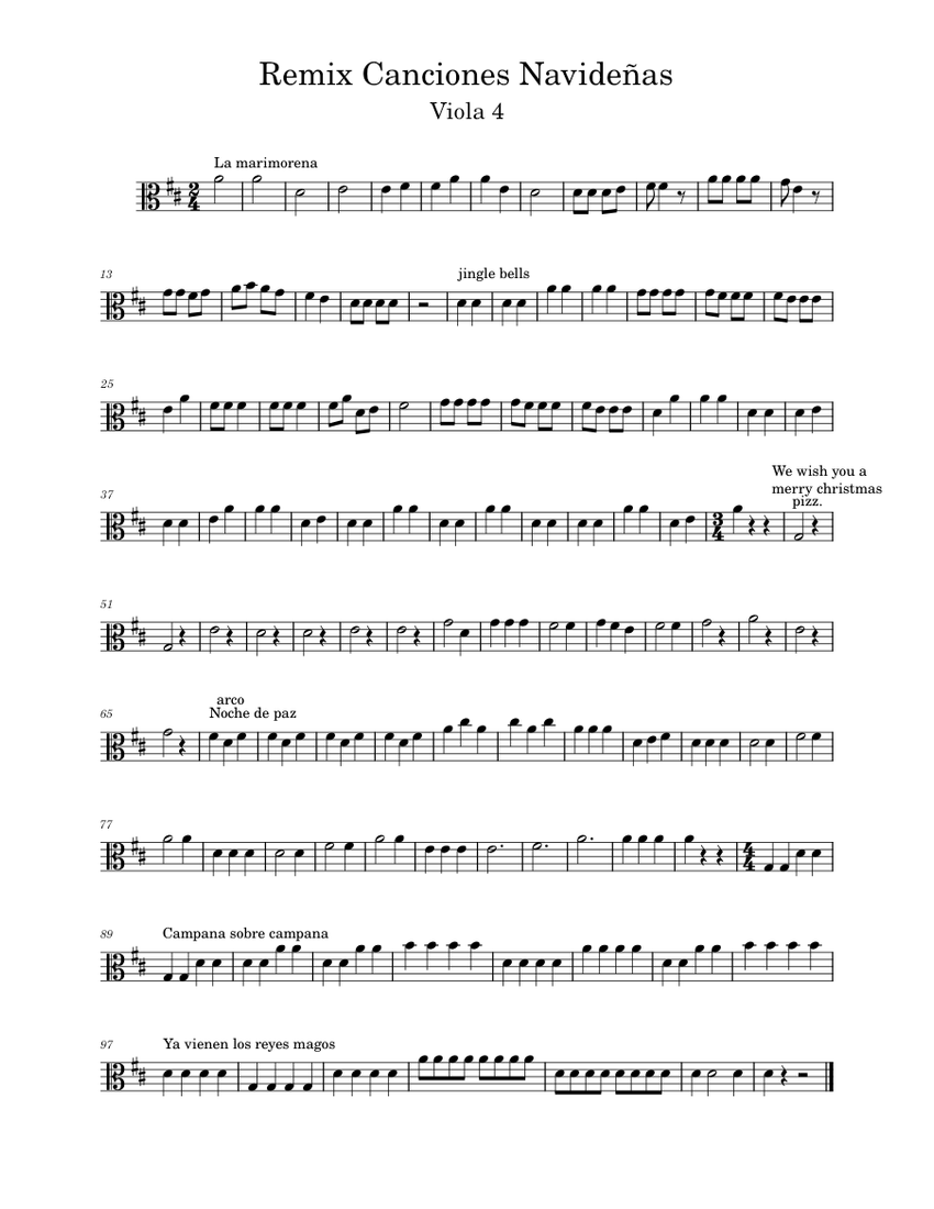 Remix_Canciones_Navideñas viola 4 Sheet music for Viola (Solo ...