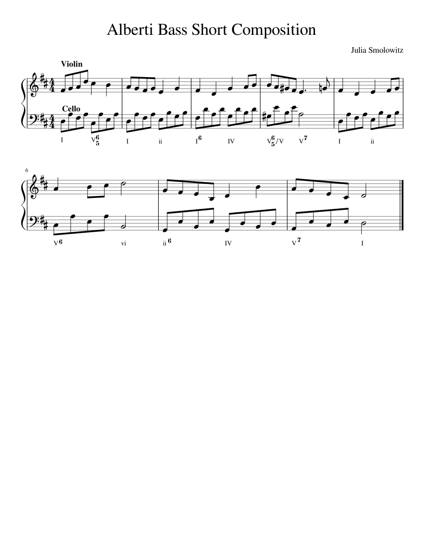 Alberti Bass Short Composition Sheet Music for Piano (Solo) easy ...