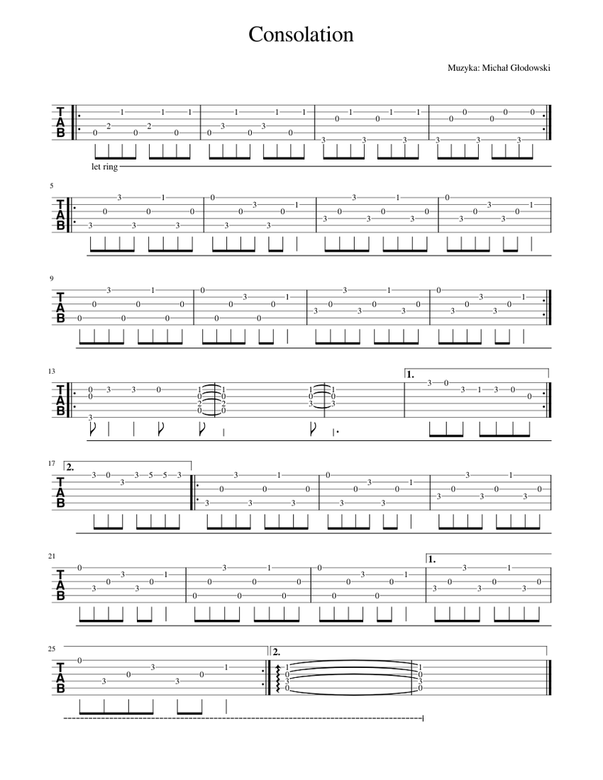Consolation (tab) Sheet music for Guitar (Solo) | Musescore.com