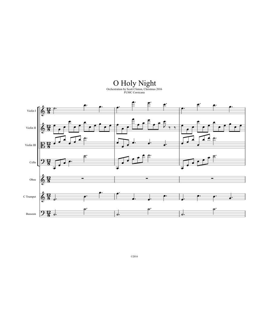 Oh Holy Night Sheet music for Oboe, Bassoon, Cello, Trumpet in c (Mixed ...
