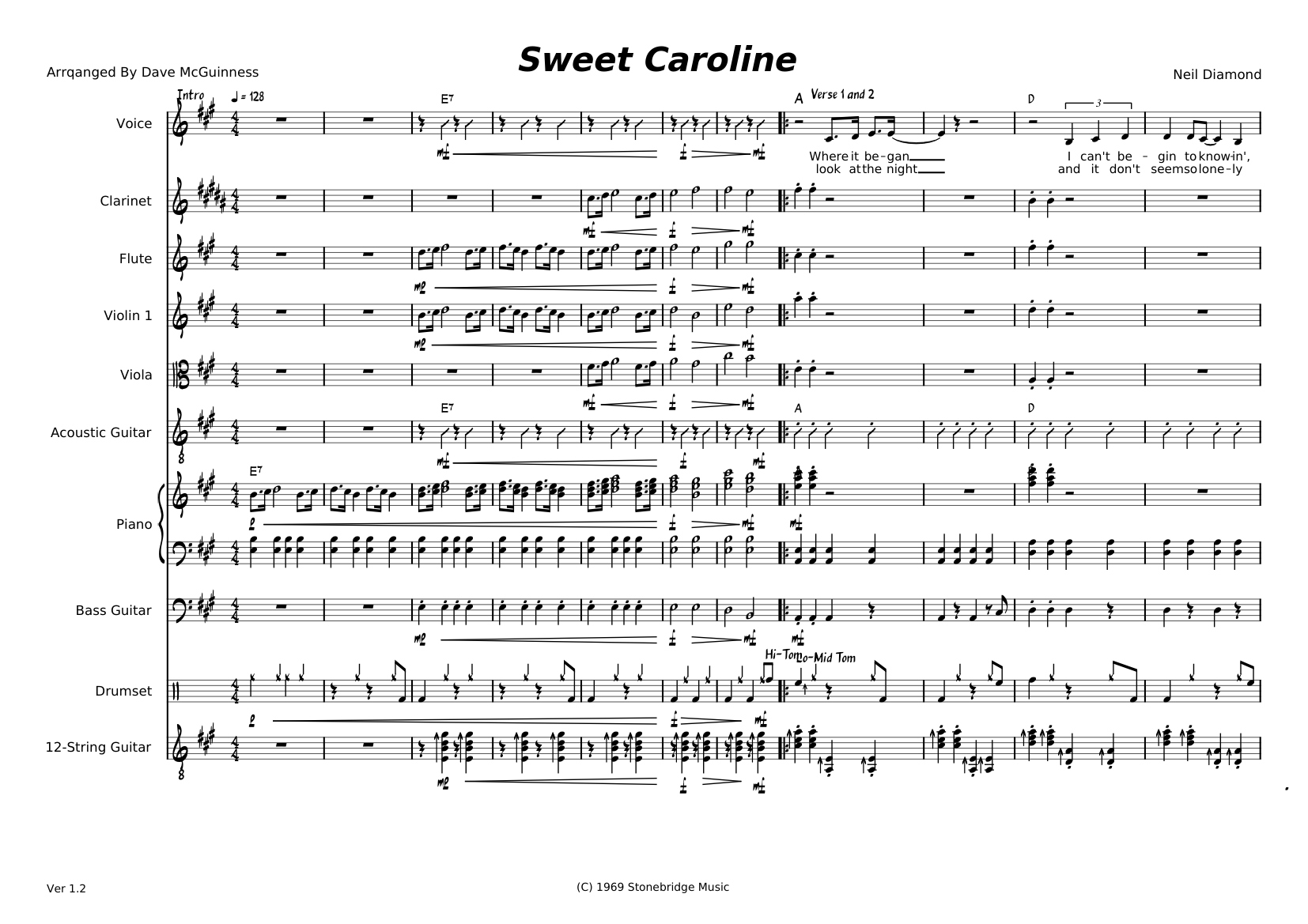 Sweet caroline – Neil Diamond Sheet Music with Chords for Piano, Vocals ...