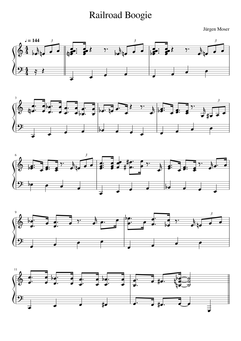 Railroad Boogie - Jürgen Moser Sheet music for Piano (Solo) | Download ...